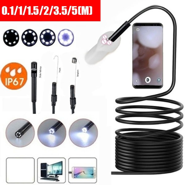 5M 6LED 5.5mm Android Endoscope Waterproof Snake Borescope USB ...