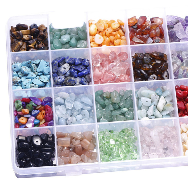 24 Grids Gemstone Beads Irregular Assorted Box Set Loose Bead for ...