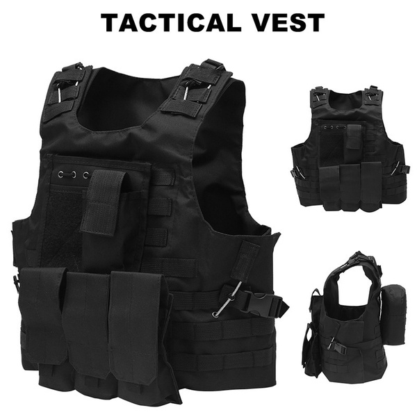 Tactical Vest Adjustable Military Army Molle Combat Police SWAT Plate ...