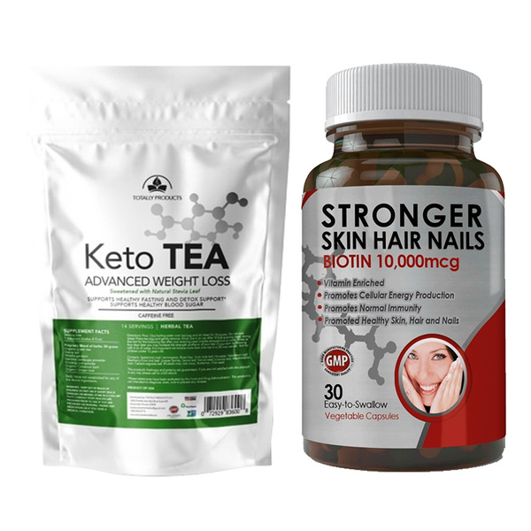 Totally Products Keto Tea (Naturally Sweetened) and Biotin 10,000mcg ...