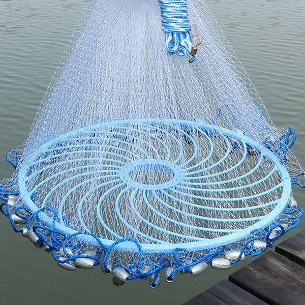 2.4m / 3meter Fishing Net Bait Easy Throw Hand Cast Strong Nylon Mesh ...