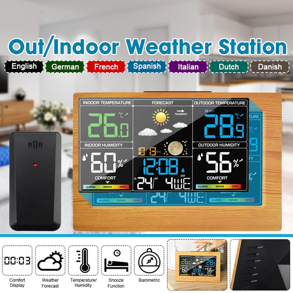 DIGOO DG-TH8270BC Colorful Large Screen Weather Station Ultra Thin Body ...