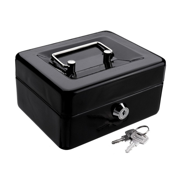 Mini Black Metal Stainless Steel Piggy Bank Safety Deposit Box For ...