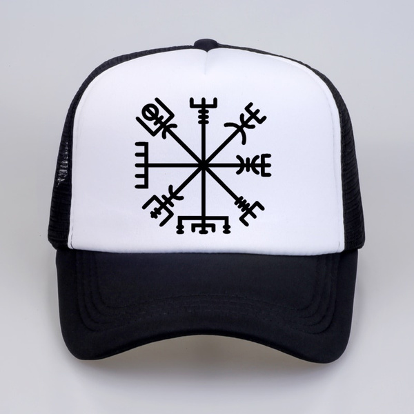 Summer Men Women Fashion VEGVISIR Old Norse Runes Hat Men Print Letters ...