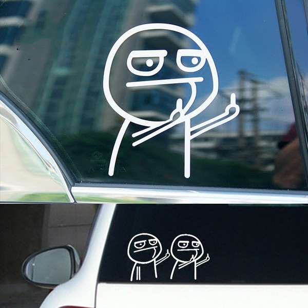 Anti-High beam middle finger cool reflective car funny sticker 15 x 15 ...