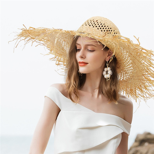 NEW Handmade Women Straw Sun Hats Large Wide Brim Gilrs High Quality ...