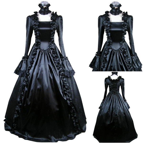 Womens Lolita Victorian Gothic Dress Ruffle Steampunk Vintage Cosplay ...