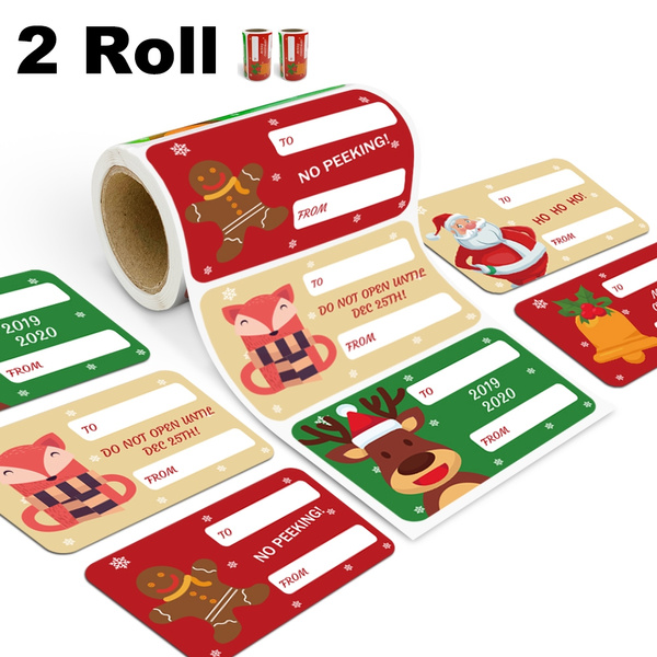 2 Roll Five Color Christmas Labels for Christmas Gifts Multifunction ...