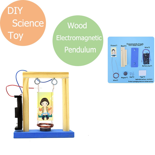 Wooden Electromagnetic Pendulum Handmade Assembly Model Kits Science ...