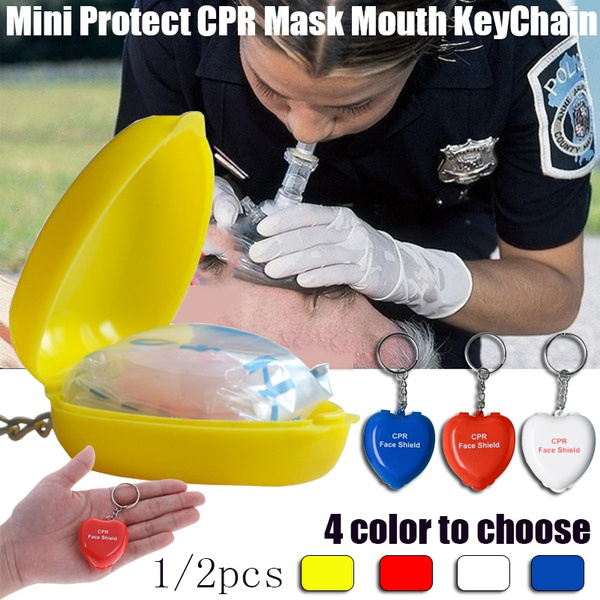 Protect CPR Mask Mouth KeyChain Rescue In Heart Box Face Mask First Aid ...