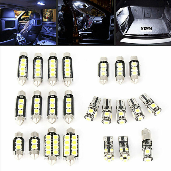 23Pcs/set LED White Car Light Bulb Interior Map Dome Trunk License ...
