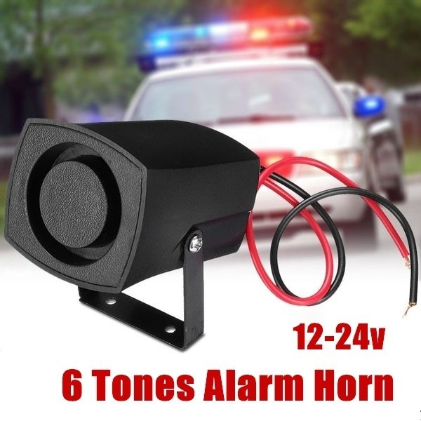 6 Tones Car Police Fire Alarm Horn 12-24V Warning Loud Sound Truck Boat ...