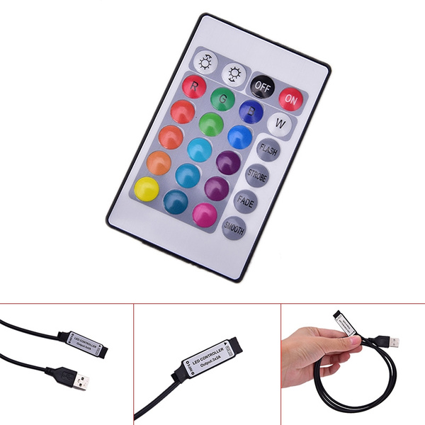 USB Led Strip Lights RGB USB IR RF Remote Controller With 24 Key Remote ...