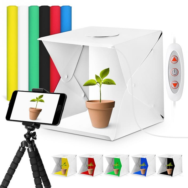 LED Photo Studio Mini Lightbox Folding Cube Box Photo Background Box ...