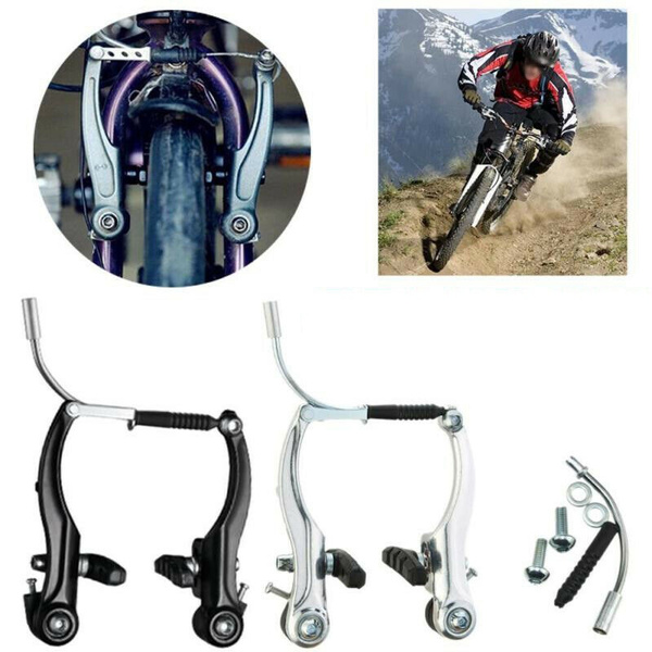 Aluminum Alloy V Brake Bicycle Cycling Curved Rods Bike Brakes Full Set ...
