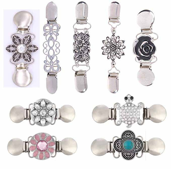 Newest Design Vintage Sweater Shawl Clips Cardigan Collar Clips Flowers ...