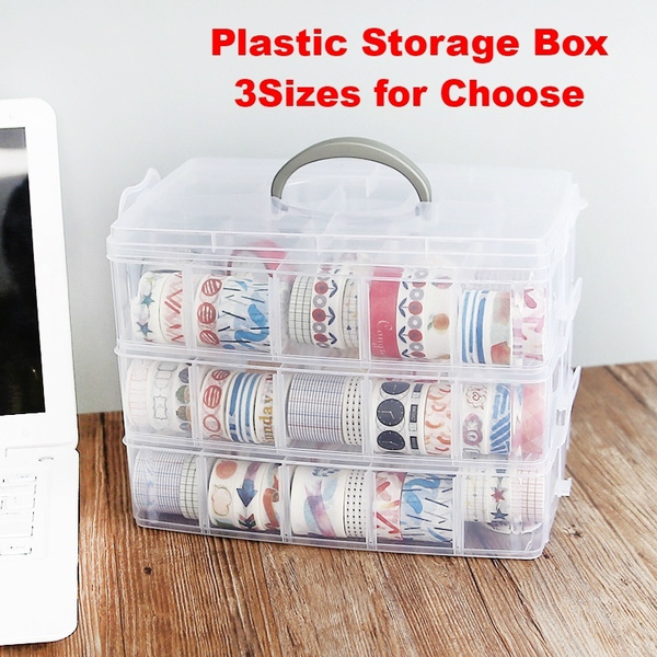 3Sizes for Choose Washi Tape Empty Box Storage Box Simple Transparent ...