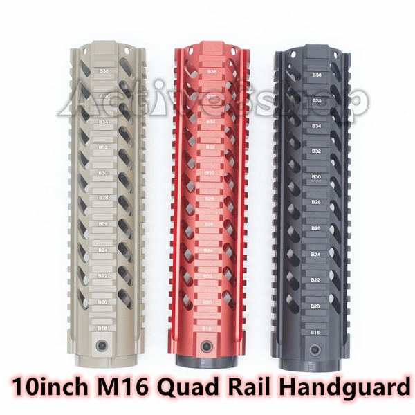 Tactical Black/Red/Tan 10'' inch Quad Rail Handguard Free Float Rail ...