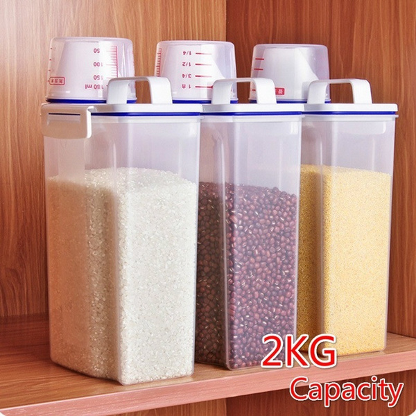 2KG Capacity Food Dispenser Storage Box Bean Rice Sealed Moisture-proof ...