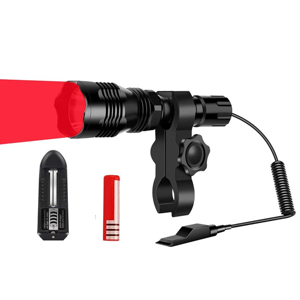 250 Yards Range Red Light Flashlight with Scope Sight Mount for Coyote ...