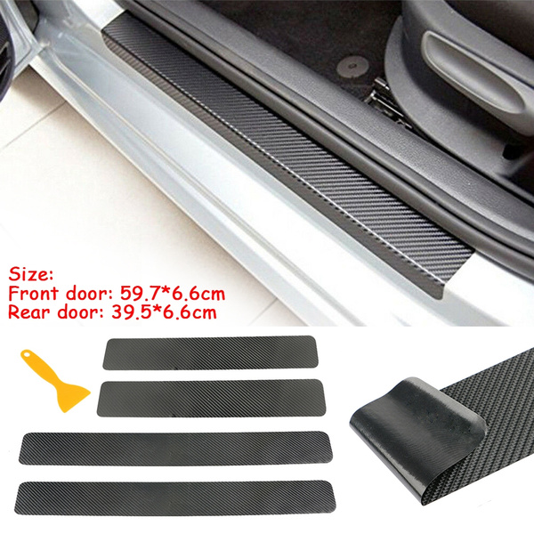 3D Car Door Sill Carbon Fiber Scuff Plate Cover Panel Step Protector ...