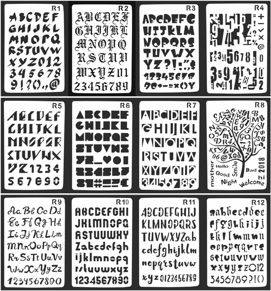 12Pcs/set letter and number stencils alphabet stencil for bullet ...