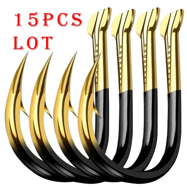 15pcs/lot High Quality Fish Hook Fishing Supplies Barbed Colored ...