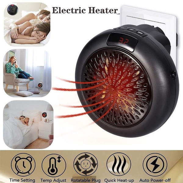Mini Portable Heater Warmer Space Fan Compact Plug-In Digital Electric ...