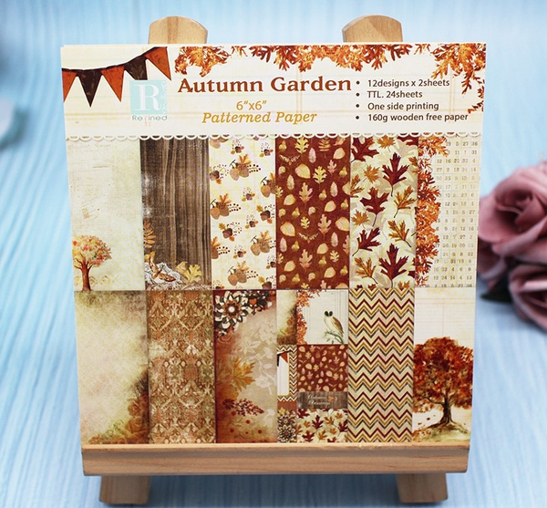 24 Sheets 6‘’ Single-side Patterned Paper Autumn Garden Paper Carft ...