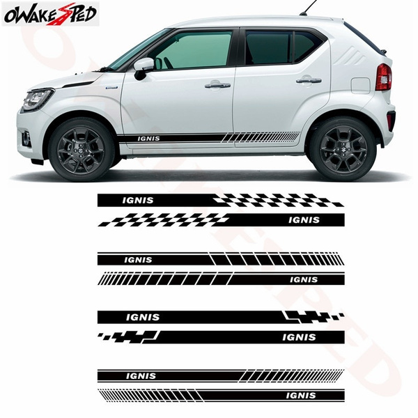 2pcs Sport Lattice Graphics Stripes Car Door Side Skirt Decor Sticker ...