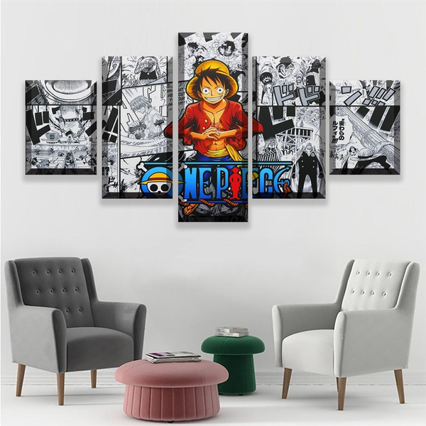 Canvas HD Prints Pictures Wall Art 5 Pieces One Piece Monkey D. Luffy ...