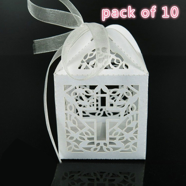10pc Cross Candy Boxes Angel Gift Box For Baby Shower Baptism First ...