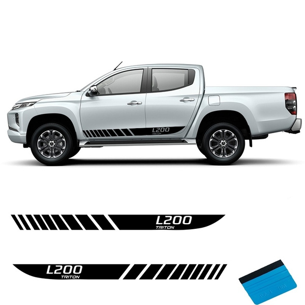 2pcs Racing Stripes For Mitsubishi L200 Triton Graphic Car Styling Door ...