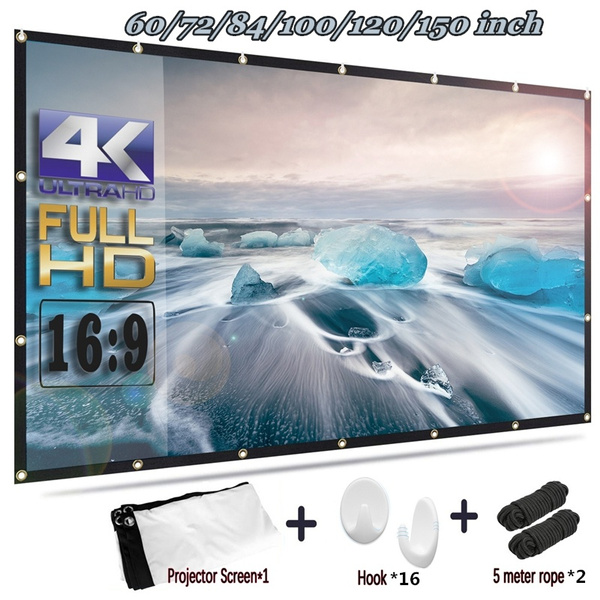 2020 Upgrade Version Projector Screen 60/72/84/100/120/150 Inch ...