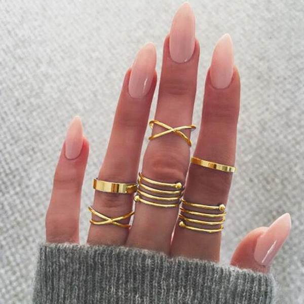 6Pcs Women en Retro Knuckle Ring Set Alloy Nail Midi Ring Set | Wish