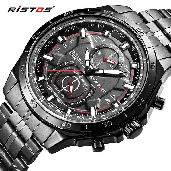 RISTOS Calendar Extreme Sports Quartz Watch Military Casual Stainless ...