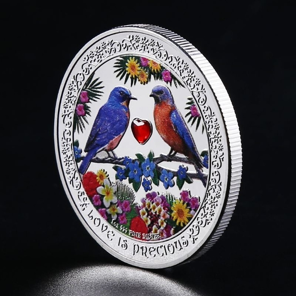 Love Birds Silver Commemorative Coins,Silver Plated Commemorative Coin ...