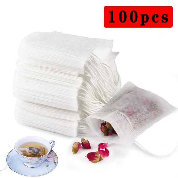 100Pcs Tea Bags Bags for Tea Bag Infuser with String Heal Seal Sachet ...