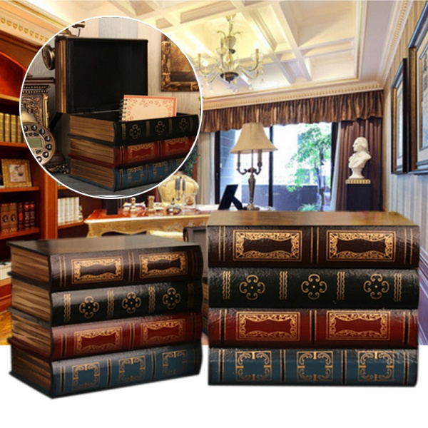 European Style Retro Fake Book Simulation Book Storage Box Elegant ...