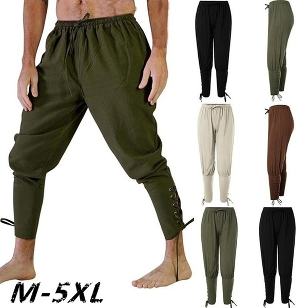 Mens Medieval Pirate Cosplay Costume Pants Renaissance Navigator ...