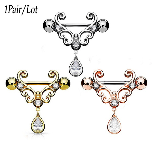 1PC Dangling Non-Piercing Nipple Ring Shield Steel Nipple Button Adult Nipple studs Fake Breast ...