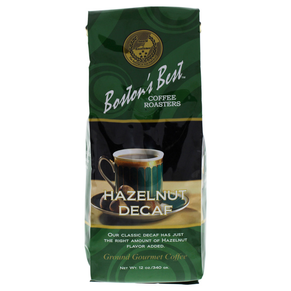 Hazelnut Decaf Ground Gourmet Coffee by Bostons Best for Unisex - 12 oz ...