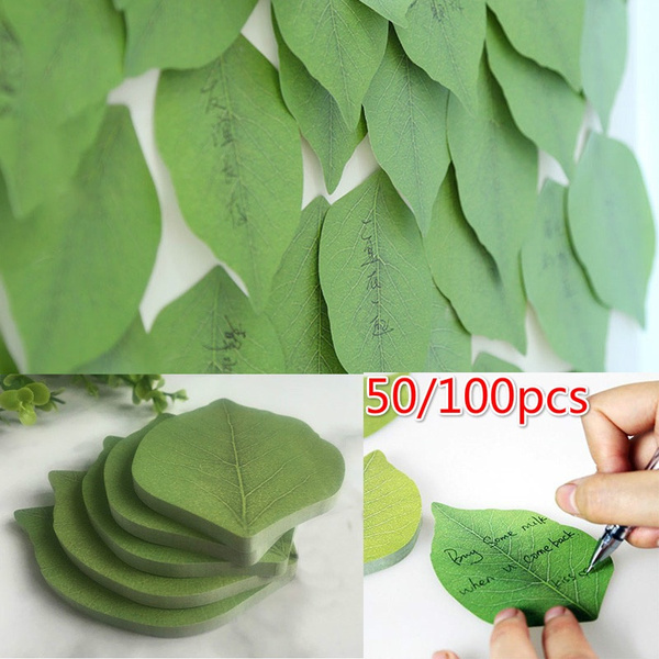 50PCS/Pile Creative Simulation Leaf Post-it Note Paper Note Paper ...