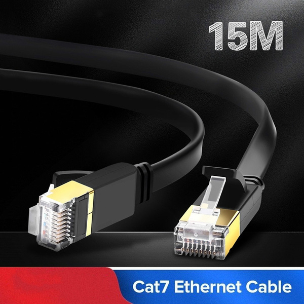 Flat Gold Plated Plug Double Shielding CAT7 Ethernet Cable Network LAN ...
