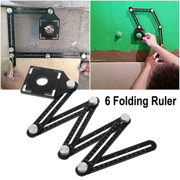 6 Folding Ruler Tile Hole Positioning Multi Template Angle Rulers Drill ...