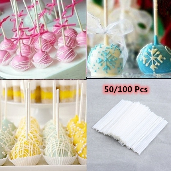 50/100 Pcs Plastic Sucker Tubes Sticks for Candy Chocolate Cake ...