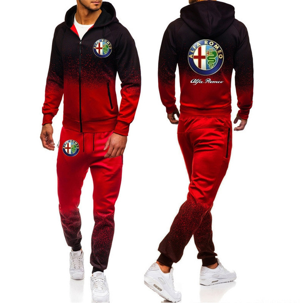 Outfit New Sweatpants+ Hoodie Men Alfa Romeo Logo Hoodies Gradient ...