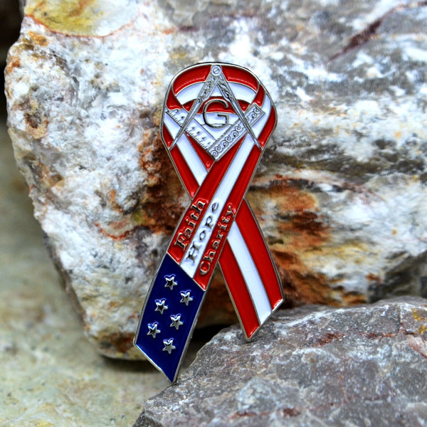 Masonic Lapel Pins Badge Brooch Mason Freemason Ribbon USA Flag 3.8cm ...