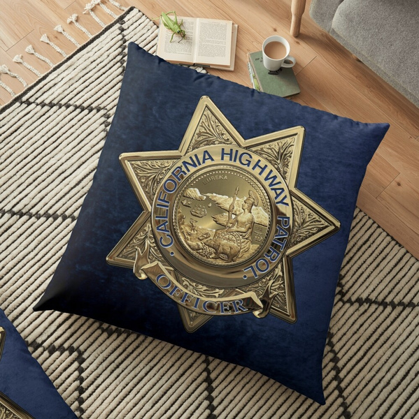 California Highway Patrol - Chp Police Officer Badge Over Blue Velvet Printed Pillowcase Sofa ...