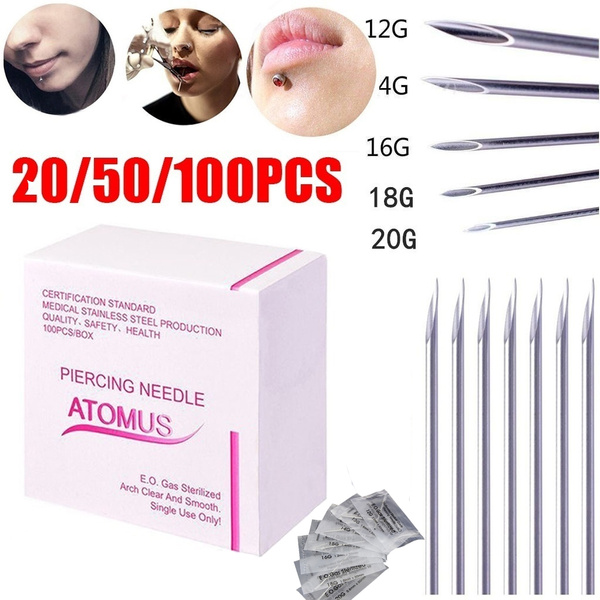 20/50/100pcs Stainless Steel Body Piercing Needles Mix Sterilized ...